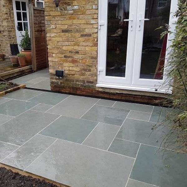 Kota Blue - Limestone Sawn Edge Paving Slabs - Mixed Size – Paving Planet