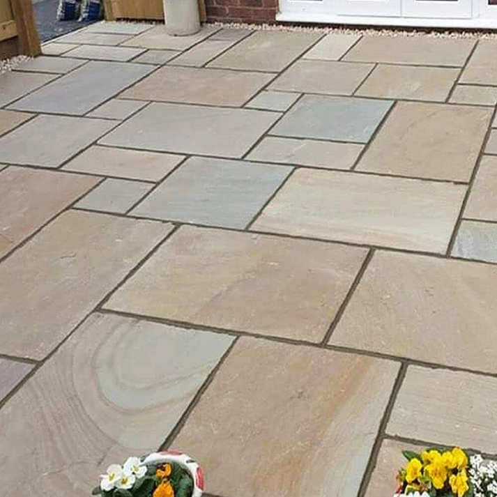 Rippon Buff - Indian Sandstone Paving Slabs - Sample Size (100x100mm ...